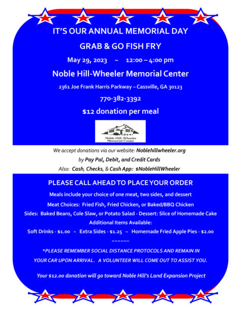 Grab & Go Fish Fry – Memorial Day 2023 | Noble Hill-Wheeler Memorial Center
